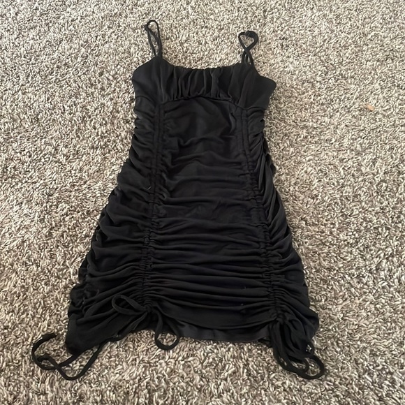 Inspired Hearts | Dresses | Scrunched Body Tight Black Mesh Dress ...